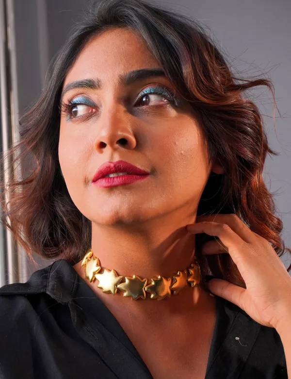 BINNI Binnis wardrobe Anti-tarnish Gold plated Leaf choker necklace ...