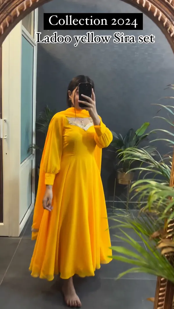 SAMVRITA Raksha Bandhan Special Golden Delight Georgrtte Drees in Full ...