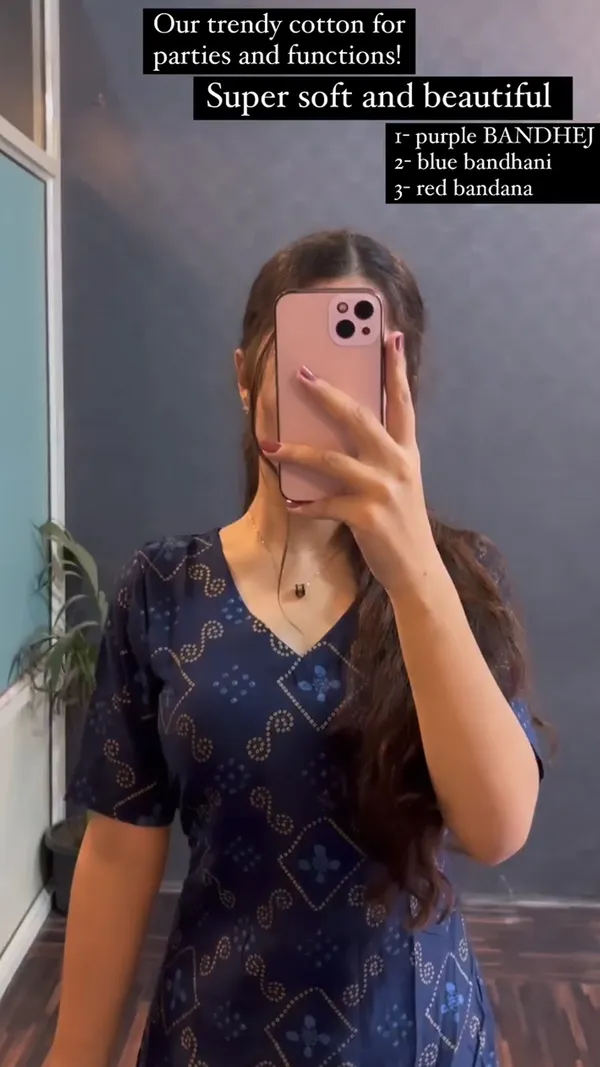 SAMVRITA Soft Blue Cotton Bandhani Printed Kurti Price in India - Buy ...