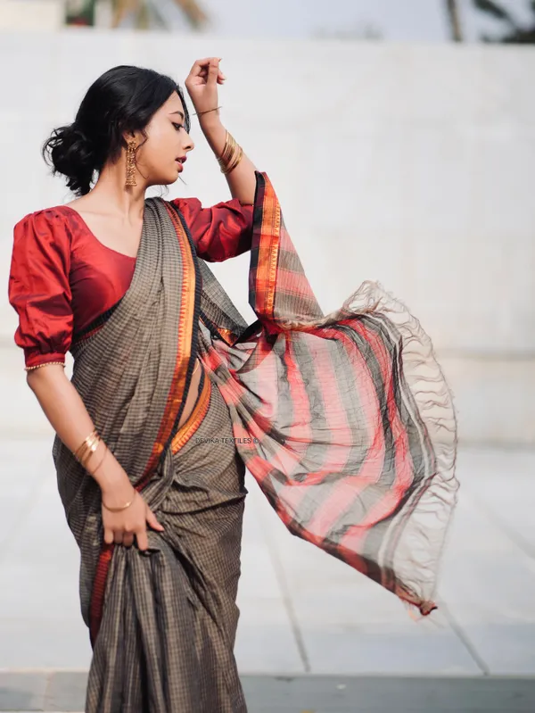 DEVIKA TEXTILES Ashwini checked Pattern Narayanapet Pure Cotton saree ...