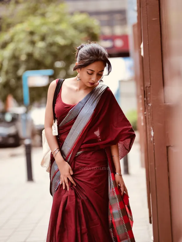 DEVIKA TEXTILES Operation Sindoor saree Sahitya Maroon Narayanapet Pure ...