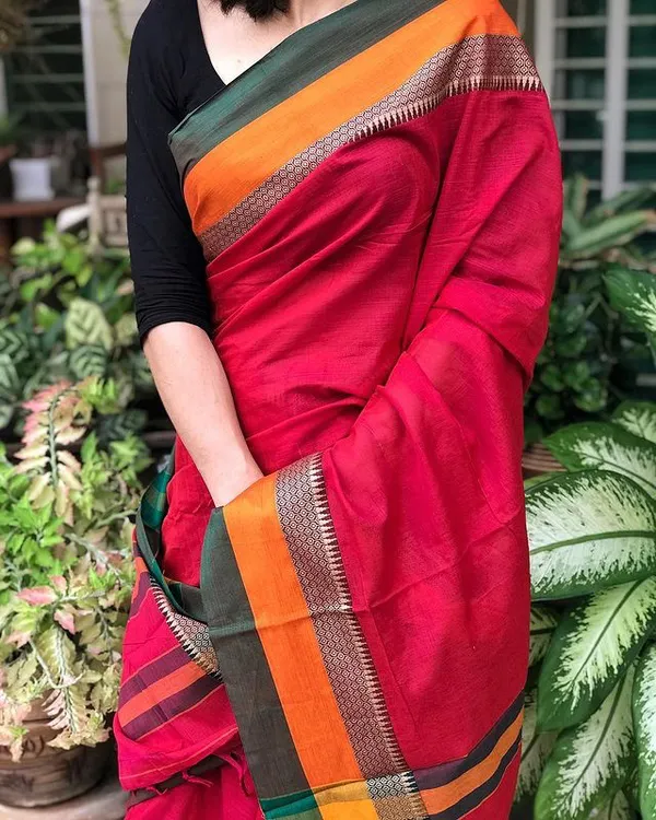 DEVIKA TEXTILES Red Avani Narayanapet Pure Cotton saree with running ...
