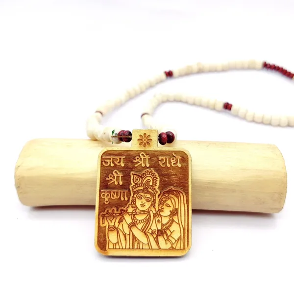 BRIJ HAAT Wooden Carving Radha krishna Handmade Locket/pendant with ...