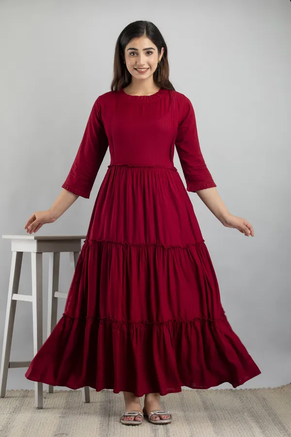 Label Kushagra Maternity Solid Flared Maroon Flared Kurta Price in ...