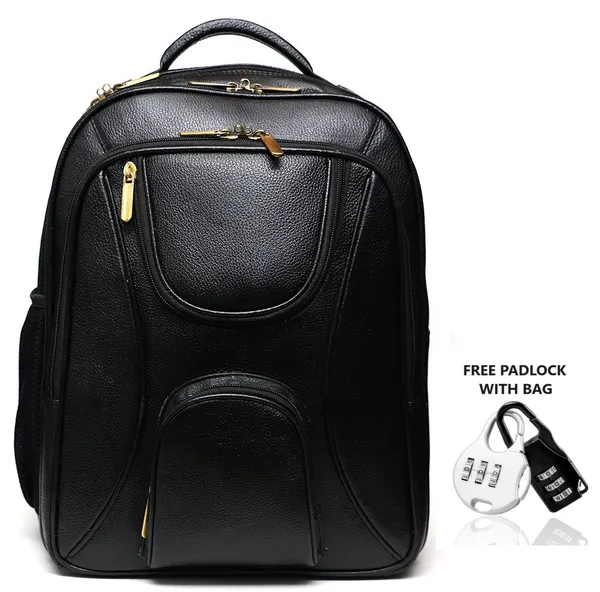 LEATHER VILLA Top Grain Natural Leather Laptop Backpack Bag For Men ...