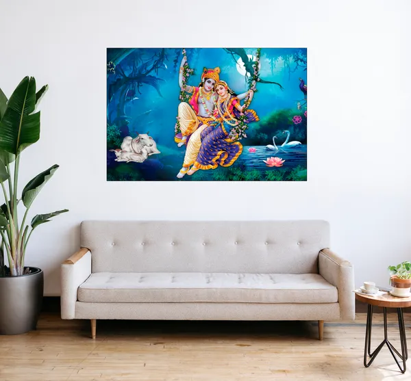 MASSTONE Radha Krishna in Julha Religious Luxurious UV Emboss Effect ...