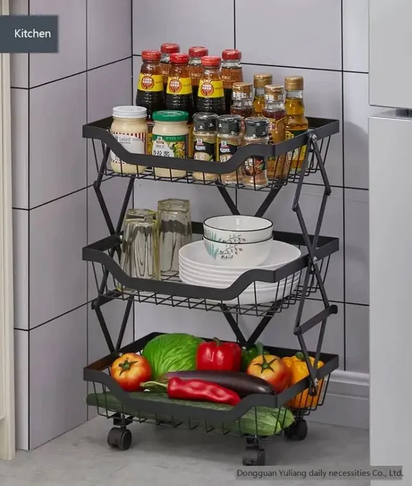 Sasimo 3 Layer Alloy Steel Kitchen Trolley / Organizer / Rack with ...
