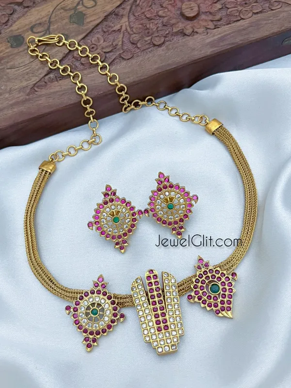 Jewel Glit Multicolour Matte Temple Finish Necklace Set Price in India ...