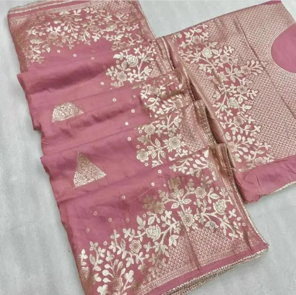 samridh sarees Peach Dola Silk Saree With Blouse [5.5m*0.8m] Price in ...