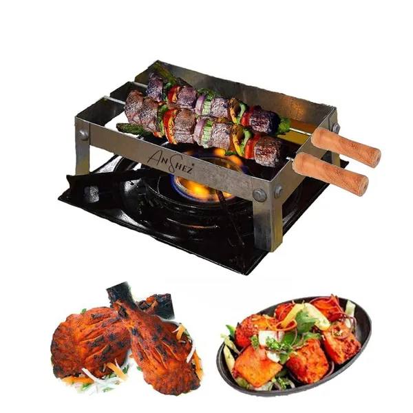 Anshez Small Barbeque Grill Stand Tandoor With 2 Skewers & 1 Jali ...