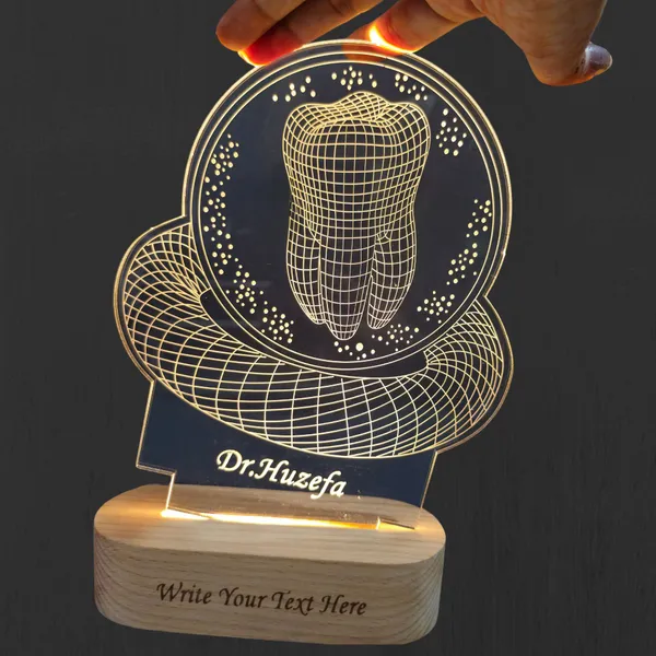 3D Lamp Warm White Personalized Customized Dental logo with Dr.name ...