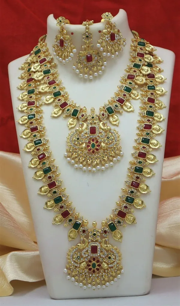 PINAK JEWEL Antique Temple Jewelry Peacock Combo Set | South Indian ...