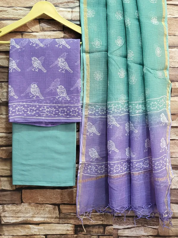 GOVIND HAND PRINTERS Hand Printed Purple Taditional & Elegant Bird ...