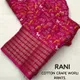 INDIAN LINEN SAREE Gratifying Rani Color Cotton Saree With Classy ...